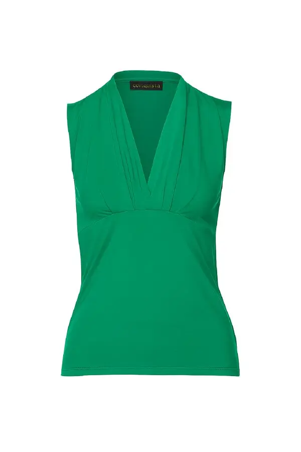 CONQUISTA Sleeveless V-neck Viscose-blend Jersey Top