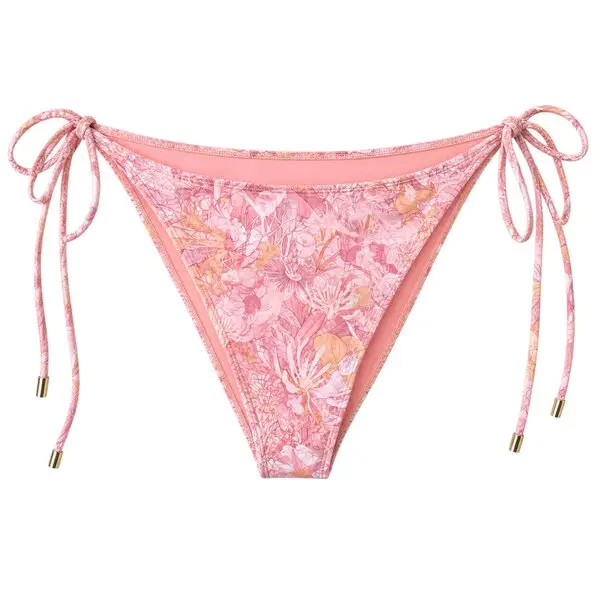 PLIVATI Mila Tie-side Bikini Bottom Ruža Print - Pink