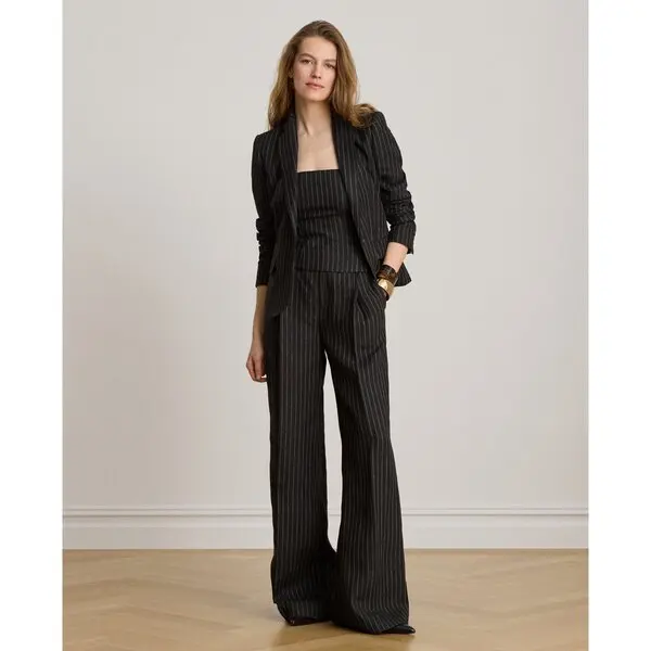 Ralph Lauren Chalk-stripe Linen Canvas Blazer