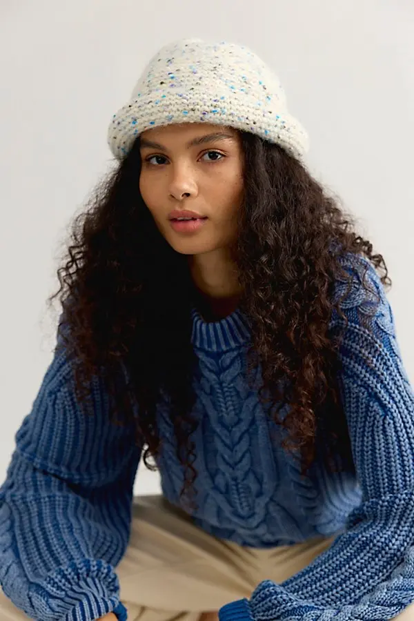 Free People Confetti Cuff Beanie - White Candy Combo