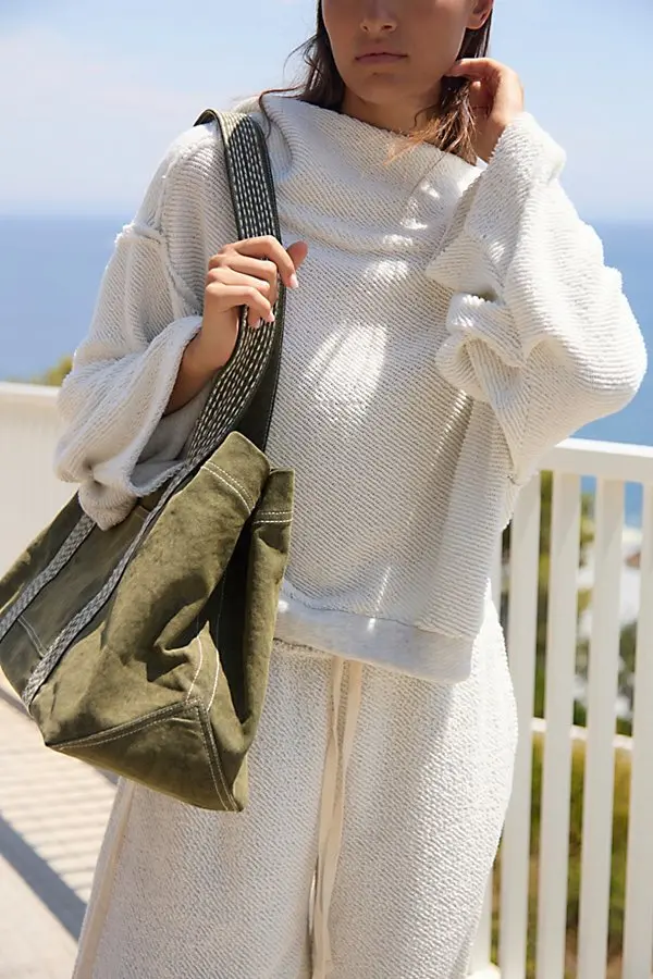 Free People By Terry Cotton Blend Hoodie - Light Heather Grey