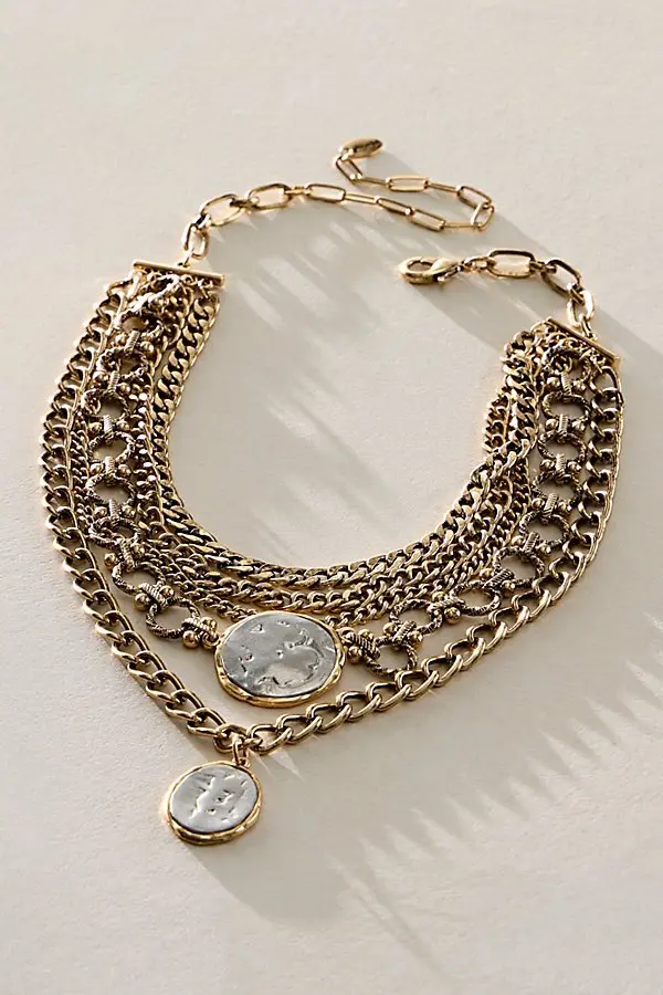 Free People Isolde Layered Necklace With Coin Pendants - Gold