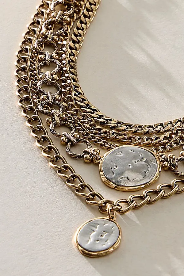 Free People Isolde Layered Necklace With Coin Pendants - Gold