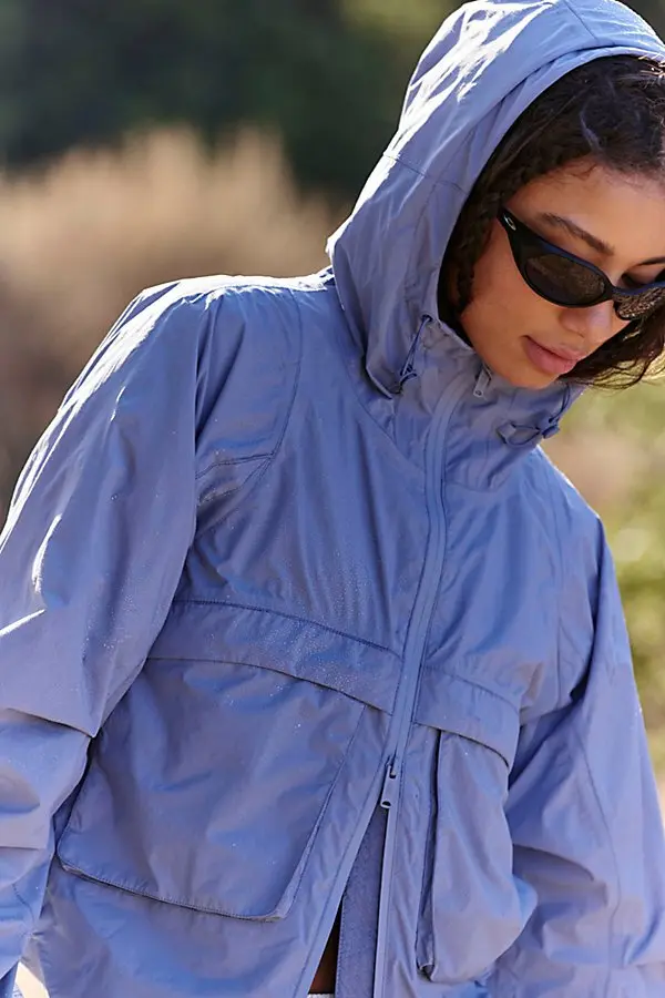 Free People Dew Point Rain Jacket - Blue Ash