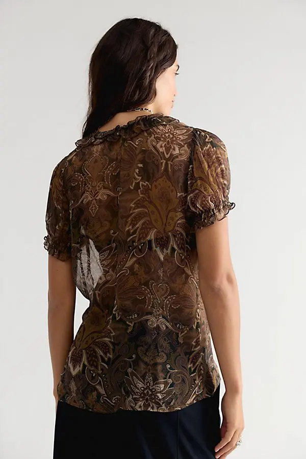 SPELL Damask Short Sleeve Blouse
