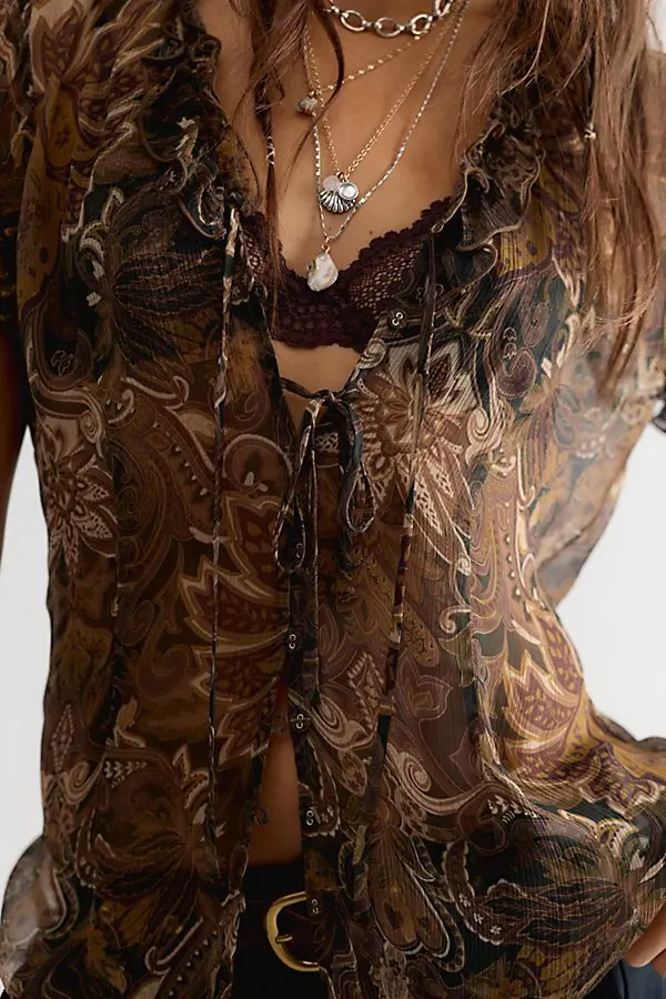 SPELL Damask Short Sleeve Blouse