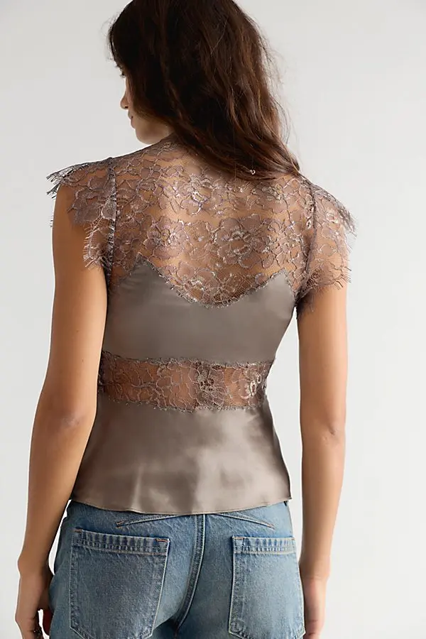 LoveShackFancy Verelle Silk-blend Lace Top