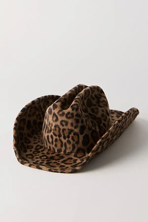 Free People Leopard Print Felted Cowboy Hat - Brown