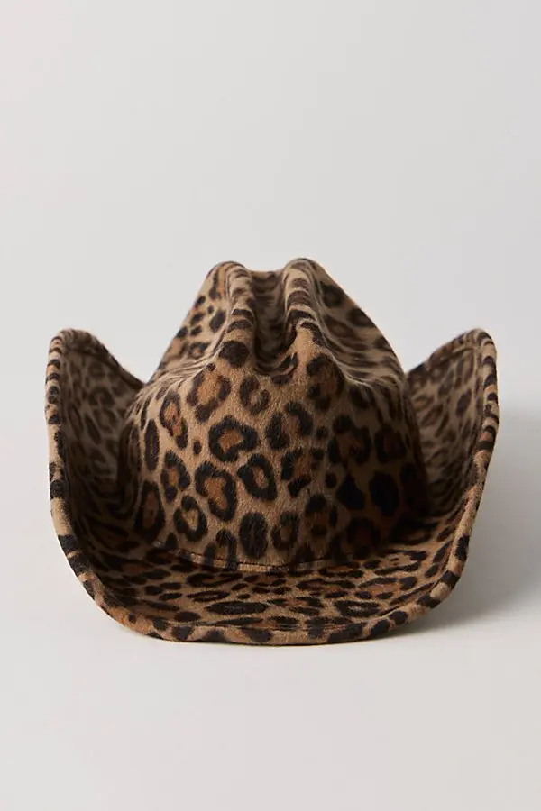 Free People Leopard Print Felted Cowboy Hat