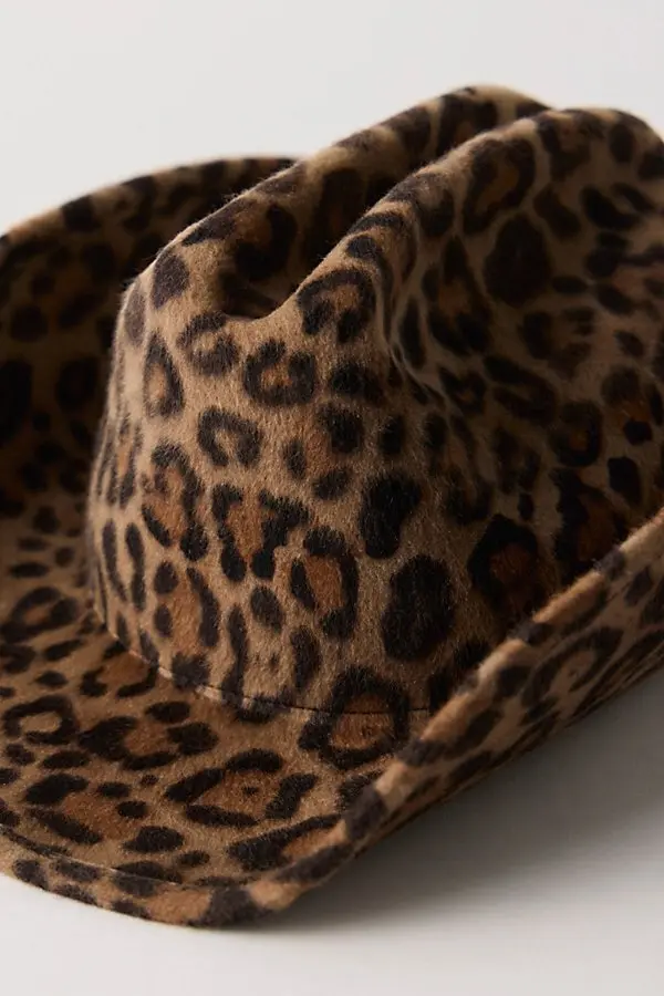 Free People Leopard Print Felted Cowboy Hat
