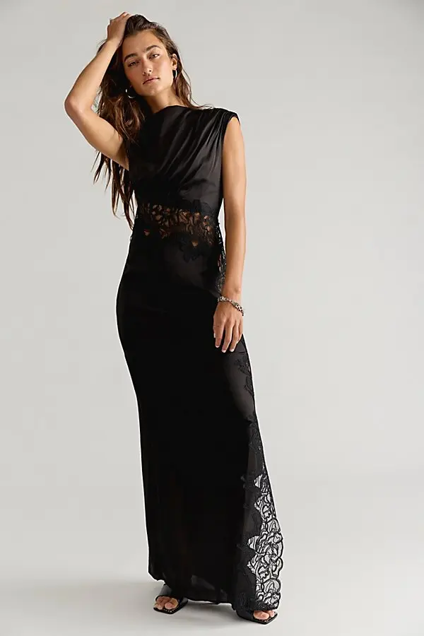 Shona Joy Eniko Lace Maxi Dress - Black