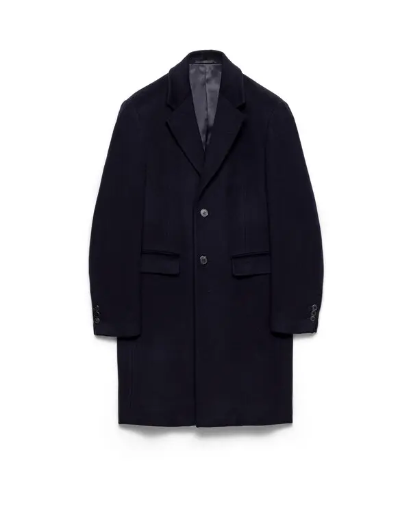 Prada Single-breasted Wool And Cashmere Coat With Notched Lapel And Center Vent - Blue