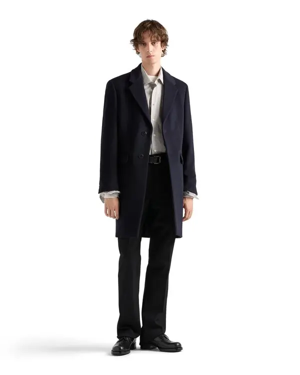 Prada Single-breasted Wool And Cashmere Coat With Notched Lapel And Center Vent