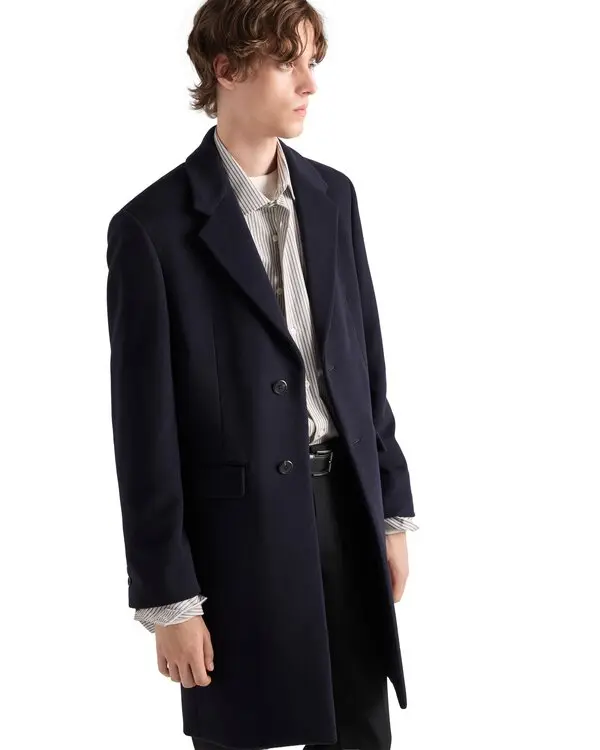 Prada Single-breasted Wool And Cashmere Coat With Notched Lapel And Center Vent