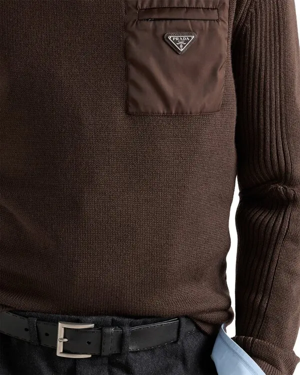 Prada Wool Sweater With Nylon Patch Pocket