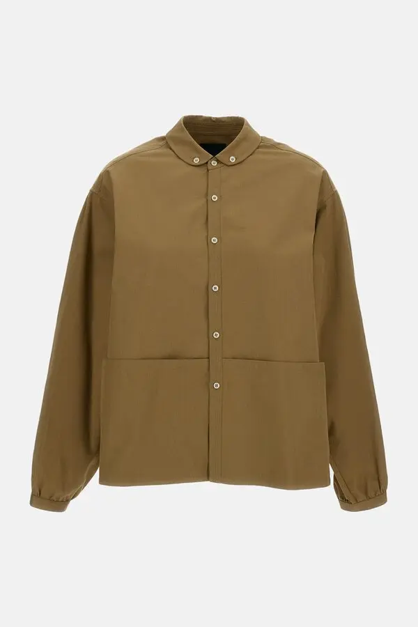 MAISON JEJIA Cotton Shirt With Round Collar And Front Pockets - Beige