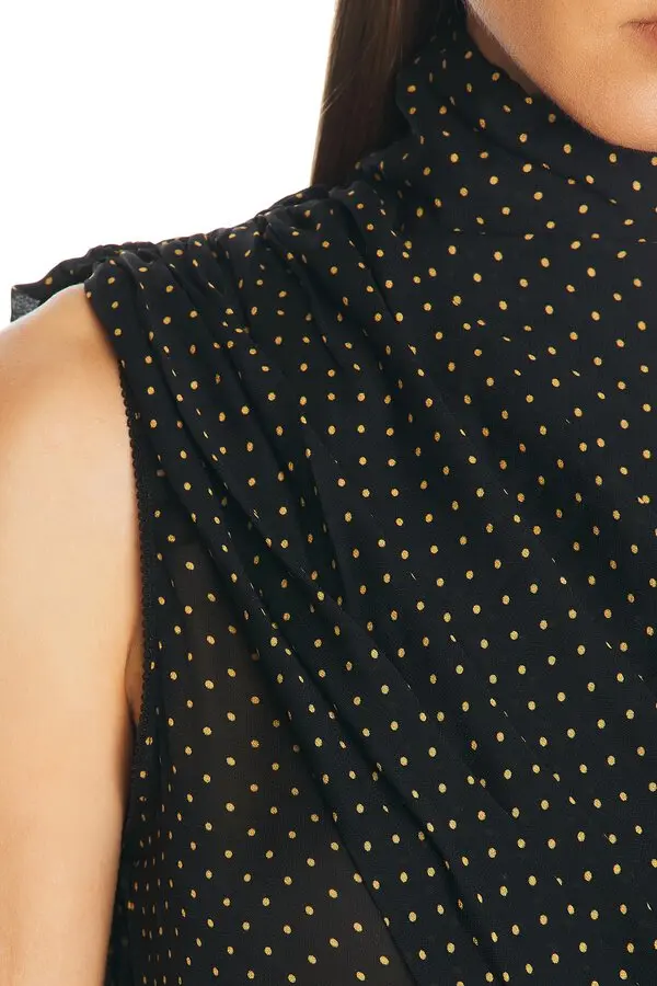 Andamane New Vanisha Draped Bodysuit - Pois Black & Amber