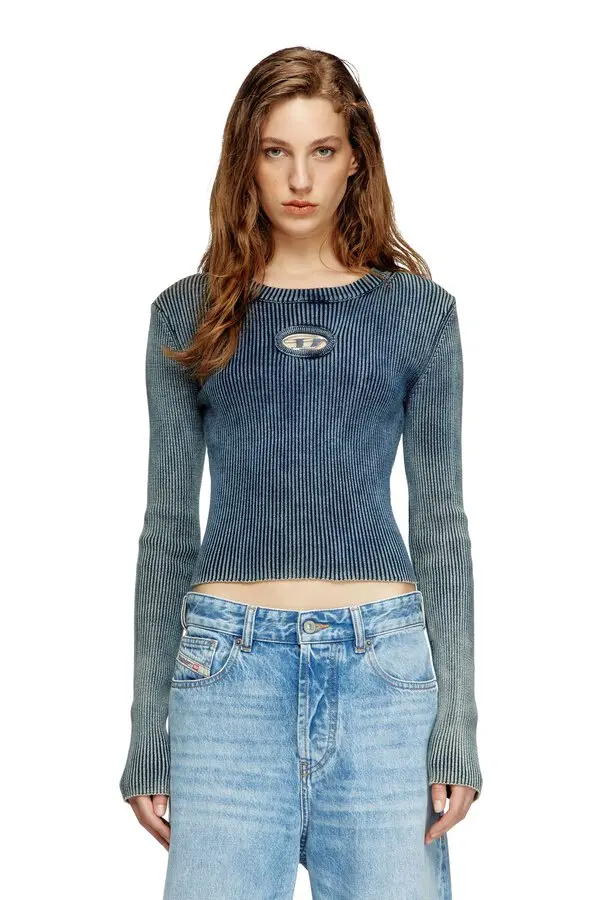 DIESEL® Rib-knit Top With Oval D - Blue