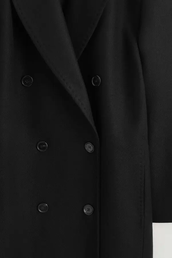 Cos Tailored Wool-blend Double-breasted Coat - Black