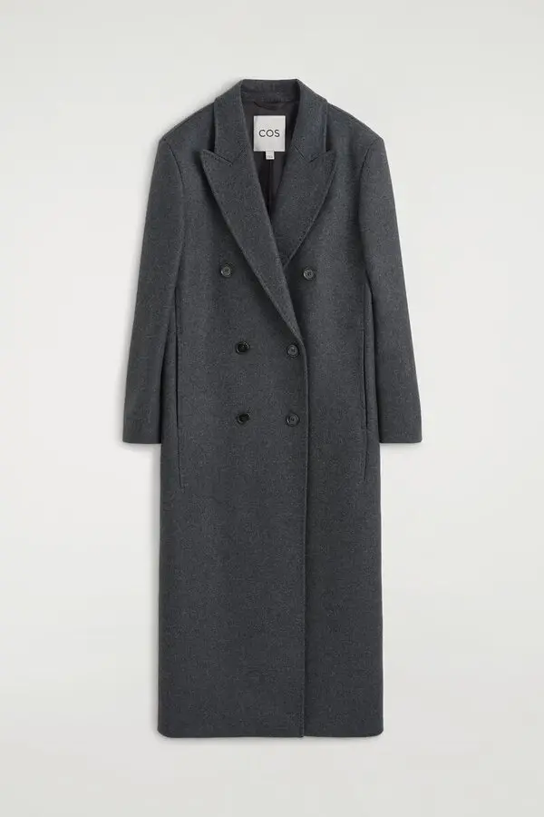 Cos Tailored Wool-blend Double-breasted Coat - Gray
