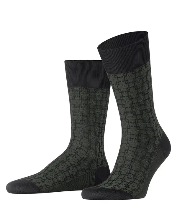 Falke Artwork Tie Dress Socks - Black