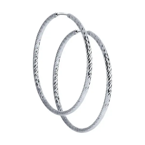 BELLUS DOMINA Large Hammered Sterling Hoops - Silver