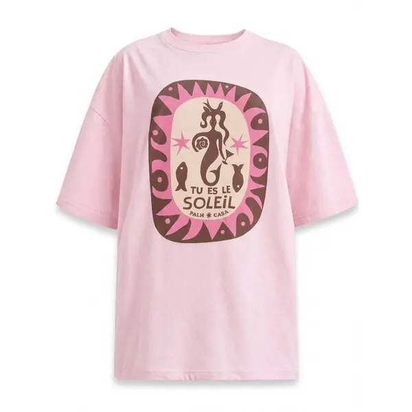 PALM COLLECTIVE Soleil Mermaid Print T-shirt - Pink