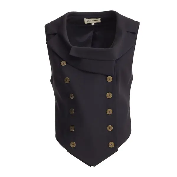 JULIA ALLERT Sculptural Asymmetrical Fitted Vest - Black
