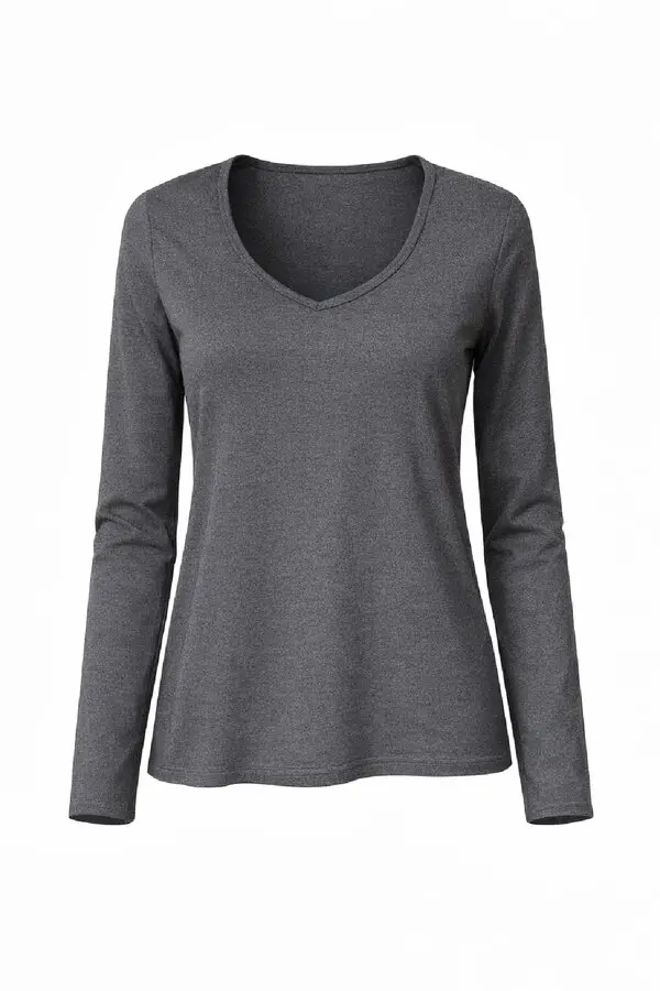 CONQUISTA Essential Long-sleeve V-neck Top - Brown