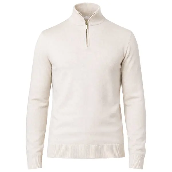 SERRAN LONDON Neutrals Half Zip Wool Jumper Off
