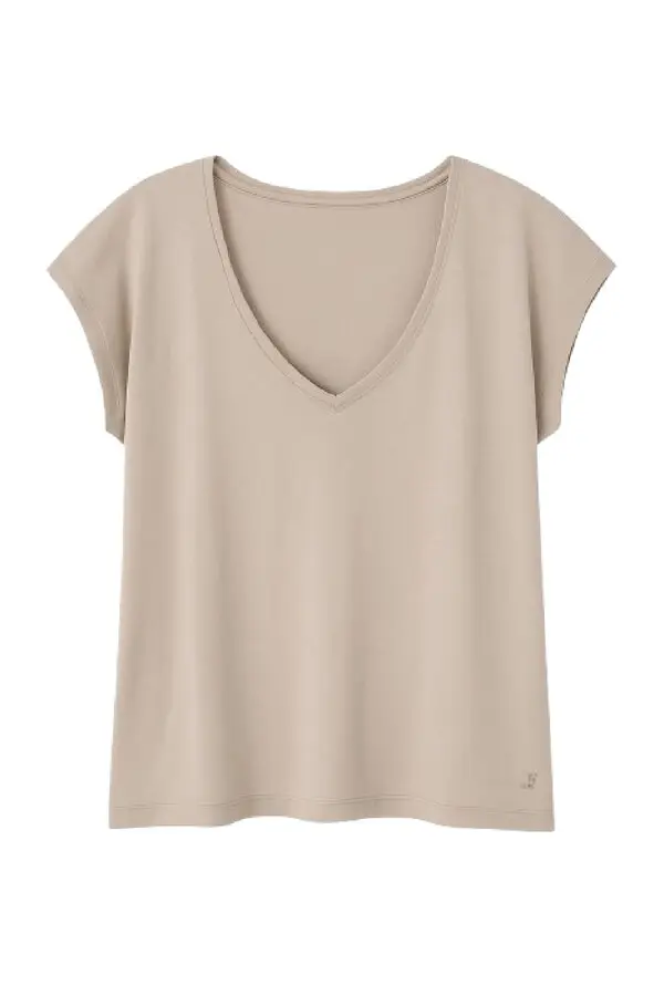 CONQUISTA Essential Dolman Sleeve V-neck T-shirt - Brown