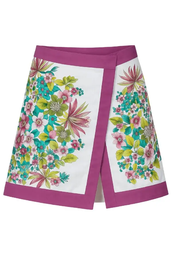 CONQUISTA Floral Panel A-line Skirt — Fresh, Artistic & Perfect For Summer Elegance - Pink