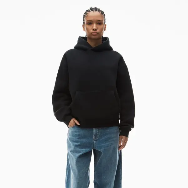 Alexander Wang Hoodie In Dense Fleece - Black