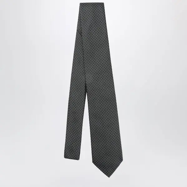 FERRAGAMO Silk Tie With Gancini Print