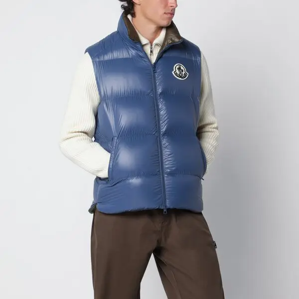 Moncler Padded Gilet In Nylon Laqu - Light Blue