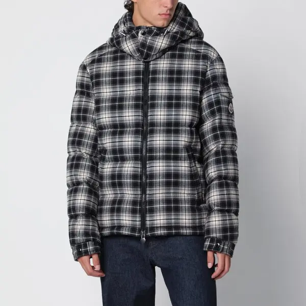 Moncler Ivory Check-pattern Down Jacket - Black