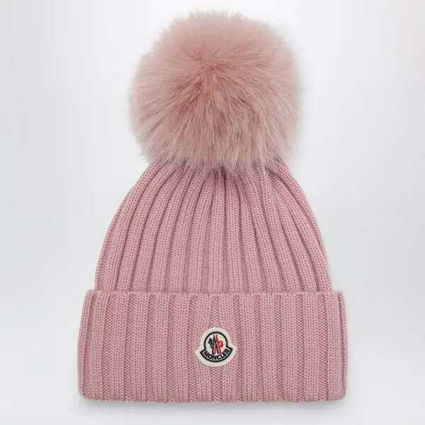 Moncler Wool Beanie With Pom-pom - Pink