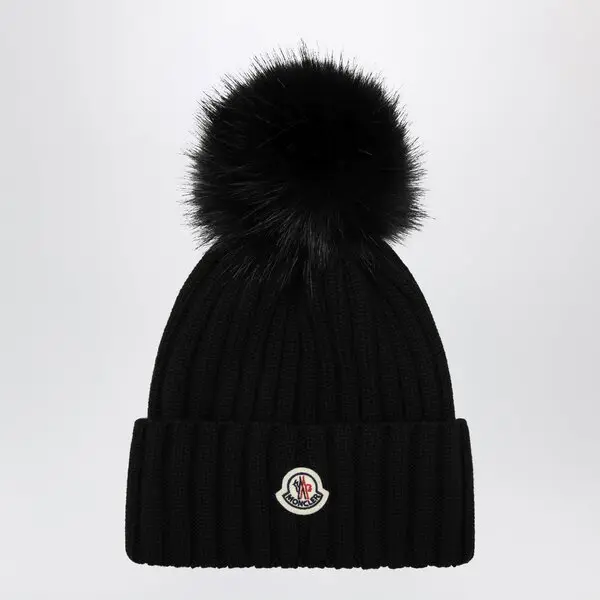 Moncler Wool Beanie With Pom-pom - Black