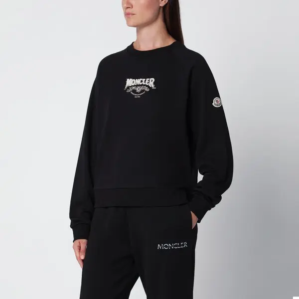 Moncler Sweatshirt With Logo Embroidery - Black