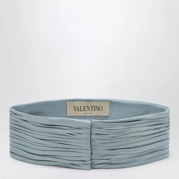 Valentino Garavani Light Blue/ Belt With A Pleated Design - Grey