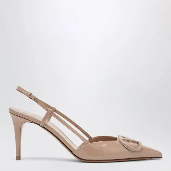 Valentino Garavani Vlogo Signature Slingback Pumps In Powder Patent Leather - Pink
