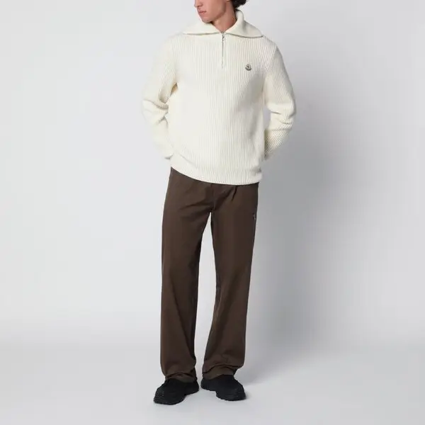 Moncler Cream Ribbed Wool Jumper