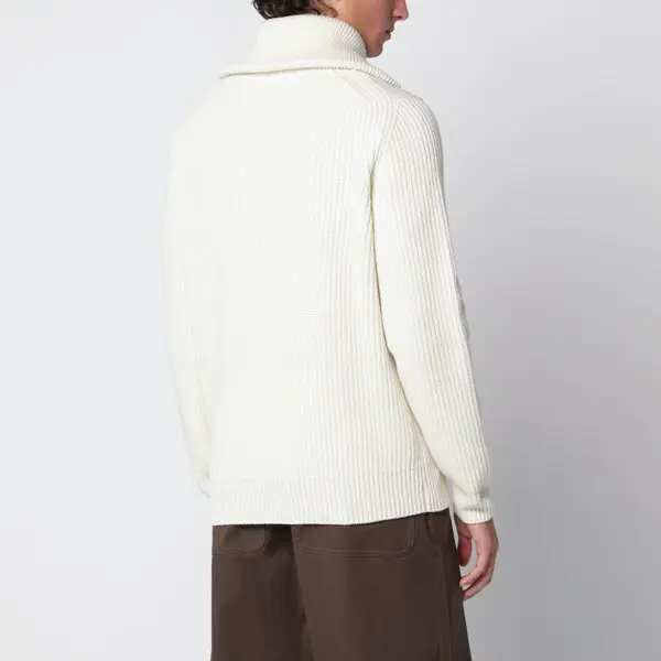 Moncler Cream Ribbed Wool Jumper