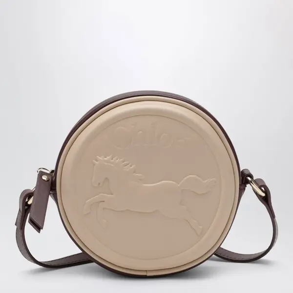 Chloé Circular Shoulder Bag In Light Pink Leather - Beige