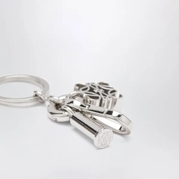 Loewe Palladium-tone Anagram Keyring In Brass