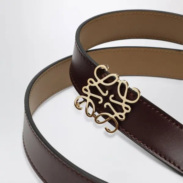 Loewe Reversible Leather Belt - Burgundy