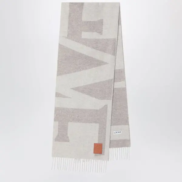 Loewe Light Cashmere Scarf With Anagram Patch - Grey