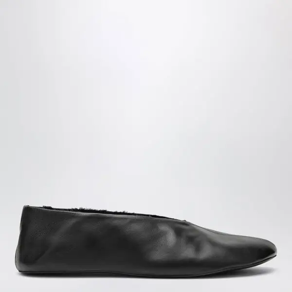 THE ROW Stella Ballerinas In Leather And Shearling - Black
