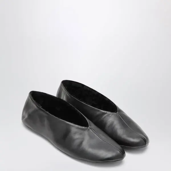 THE ROW Stella Ballerinas In Leather And Shearling - Black