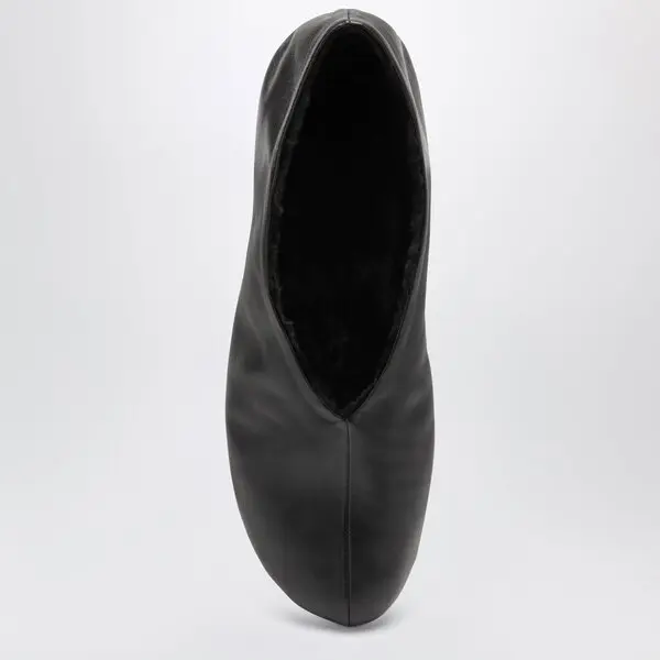 THE ROW Stella Ballerinas In Leather And Shearling - Black